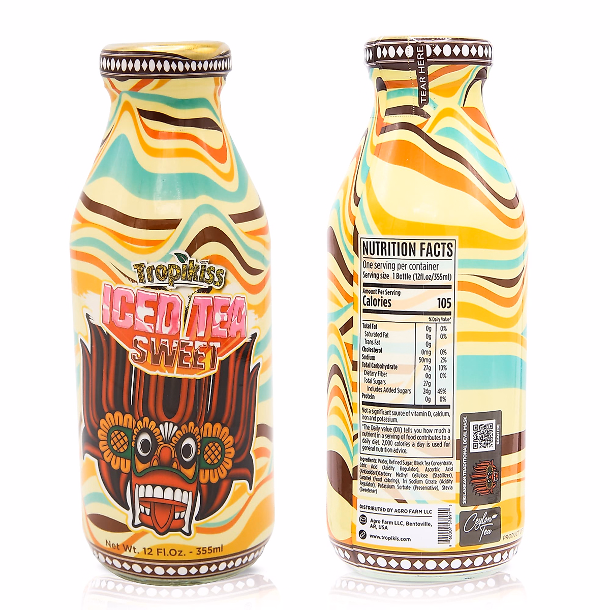 Tropikiss 12-Pack Sweet Iced Tea – Antioxidant-Rich Refreshing Drink | Natural Bottled Ice Tea | Healthy & Flavorful Beverage