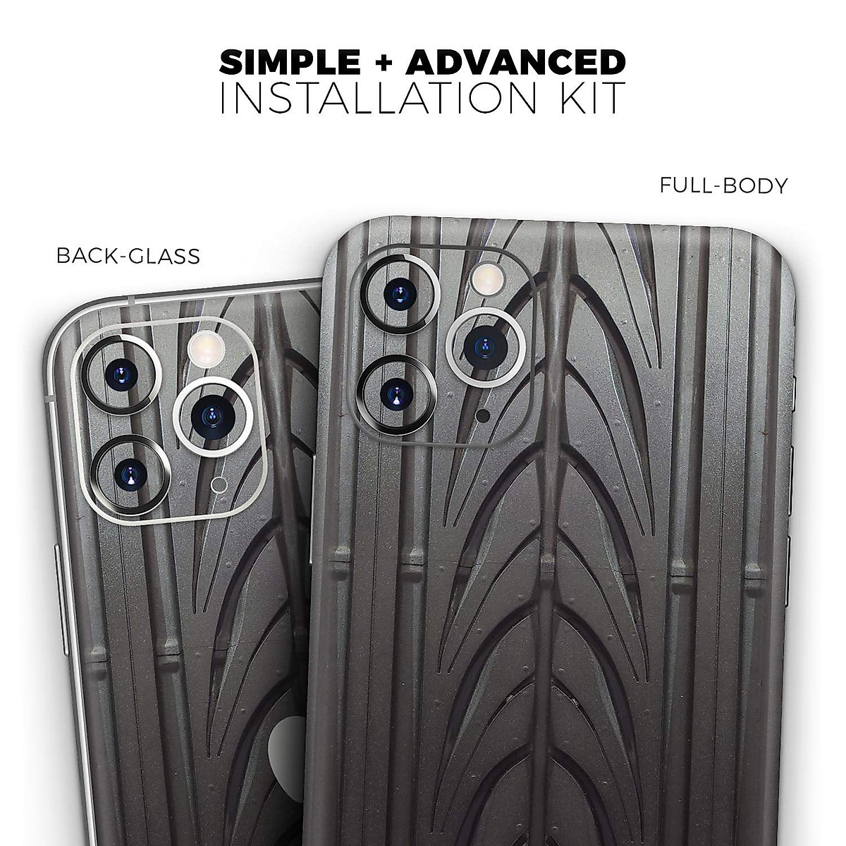 Design Skinz Shiny Black Tire Tread - DesignSkinz Protective Vinyl Decal Wrap Skin Cover Compatible with The Apple iPhone Xs (Full-Body, Screen Trim & Back Glass Skin)