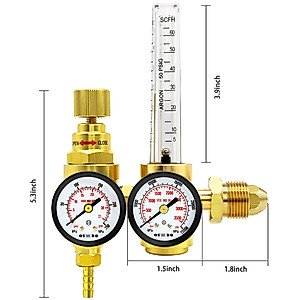 OYHBO Argon MIG TIG Flow Meter CO2 Regulator Welding 2 Gauges Gas Regulator Gas-saving CGA580 Welder