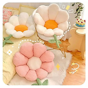 Hanbella Flower Cushion Lazy Sofa Office Chair Cushion Bear Paw Warm Floor Cute Seat Pad for Dining Room Bedroom Comfort Chair for Health Building (23.6 Inches, Red Sunflower)