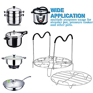 Steamer Cooling Rack Trivet Accessory Set, Include 9-holes Egg Steamer Cooking Rack with Heat Resistant Silicon Handles & Compatible for 6, 8 Quart Pressure Cooker Trivet, Instant Pot Accessories