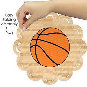 Big Dot of Happiness Nothin’ but Net - Basketball - Baby Shower or Birthday Party Round Table Decorations - Paper Chargers - Place Setting for 12