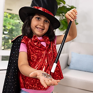 Melissa &amp; Doug unisex-children Magician Role Play Costume Set - Includes Hat, Cape, Wand, Magic Tricks Frustration-Free Packaging