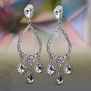 Badgley Mischka Rhinestone Teardrop Chandelier Earrings for Women
