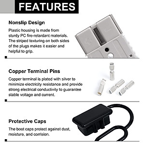 E-SYXIOKJ Wire Connector, 120A Battery Quick Connect Disconnect Wire Connector Kit, 4 to 6 Gauge Cables, 12V to 36V Wire Harness Plug Set for Winches Motors Car, Set of 2 (Gray)