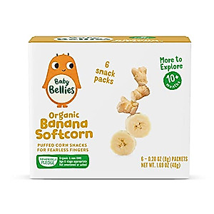 Baby Bellies Organic Softcorn Baby Snack, Banana, Pack of 7 Individual Snack Packs, 0.28 Ounce