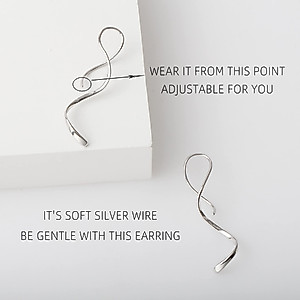 Spiral Threader Earrings Handmade 925 Sterling Silver Elegant Curve Drop Dangle Earrings for Women