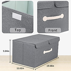 MOAOSO Storage Bins with Lids,Large Collapsible Storage Boxes with Lids 2 Pack Fabric Organizer Containers for Clothes Storage, Room Organization, Office Storage and Toy Storage (large-2pack, Gray)