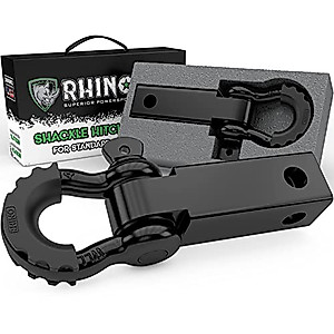 Rhino USA Shackle Hitch Receiver + Locking Hitch Pin Combo - Weatherproof Anti-Theft Lockable Pin for Trucks, Jeeps, Vehicle Recovery - Mounts to 2" Receivers
