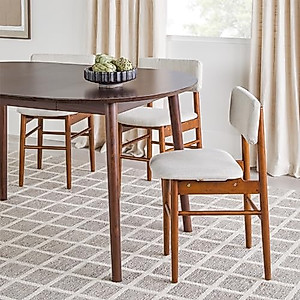 Walker Edison Mid Century Solid Wood Oval Extension Dining Table with Hairpin Legs and Removable Leaf, 60 Inch, Walnut