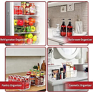 PRAKI Refrigerator Organizer Bins - 8pcs Plastic Pantry Kitchen Organization and Storage Bins for Fridge, Freezer, Kitchen Cabinets, and Countertops - BPA Free Fridge Organizer