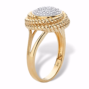 PalmBeach Yellow Gold-plated Sterling Silver Round Genuine Diamond Halo Cluster Ring (1/5 cttw, I Color, I3 Clarity) Sizes 6-10 Size 8