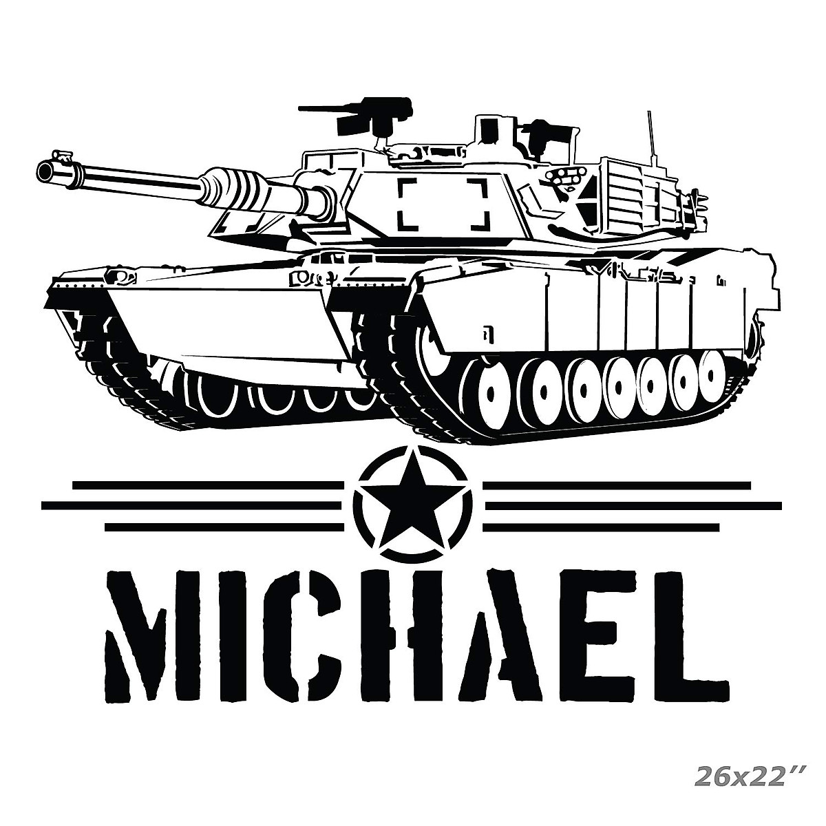 USA Armed Forces Tank Boy Name Personalized Wall Sticker Decal-M1A1 Abrams Tank Decal Vinyl Sticker for Nursery-Custom Desing-Made in USA