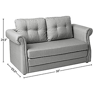 US Pride Furniture Modern Fabric Upholstered Reversible Loveseat with Sofa Bed and Tufted Finish Gray