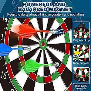GaHoo Magnetic Dart Board, Safe Dart Game Toy for Kids, 12pcs Magnetic Darts, Excellent Indoor Game and Party Game, Double Sided Dart Board Toys Gifts for 4 5 6 7 8 9 10 -12 Years Old Boy Girl Adults