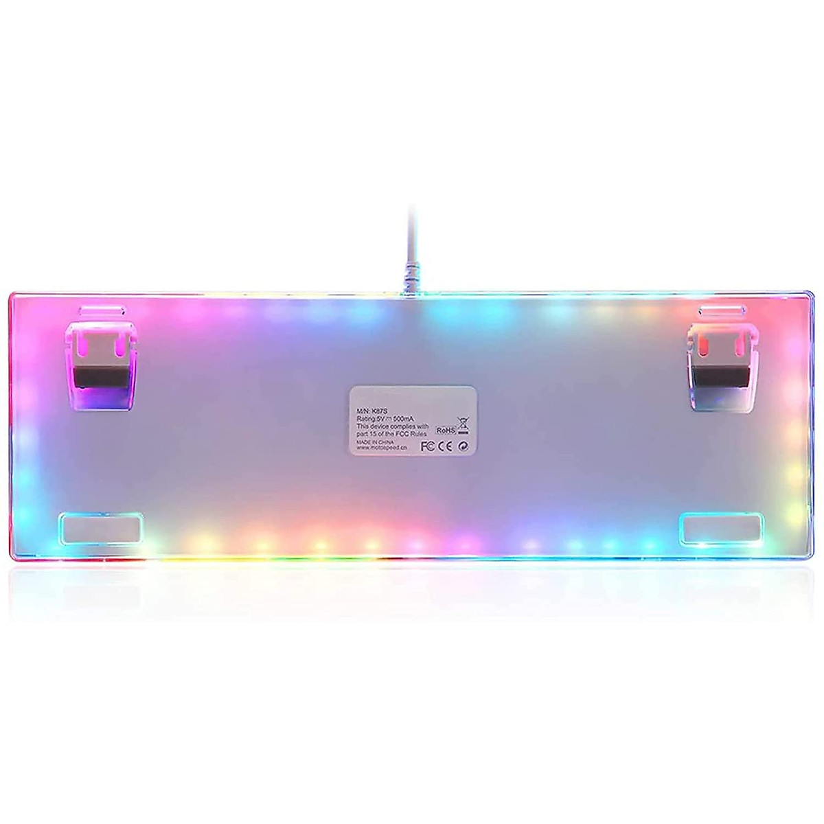 LED Backlit Wired Gaming Keyboard and Mechanical Feeling Rainbow Backlight Emitting CharacterAdjustable USB Mice Compatible with PC (White)