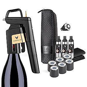 Coravin Timeless Six Plus Wine Preservation System - By-the-Glass Wine Saver - Wine Aerator, 3 Gas Capsules, 6 Screw Caps, Clearing Tool & Carry Case - White Wine, Red Wine & More - SE Anthracite
