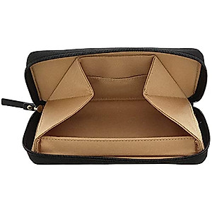 SUN-STAR FLat Pencil Case Compact, Cosmetic Makeup Pouch, Lay Flat Pen, Black