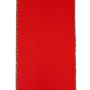 Red Velvet Ribbon Wired 2.5 (2 1/2) Inch Wide Wire-Edge Gold Trim Clearance: 30 Yards Christmas Wrap, Valentine's Day/Outdoor Xmas Tree Bows/Winter Wedding Bow/Valentine Ribbons for Crafts & Gifts
