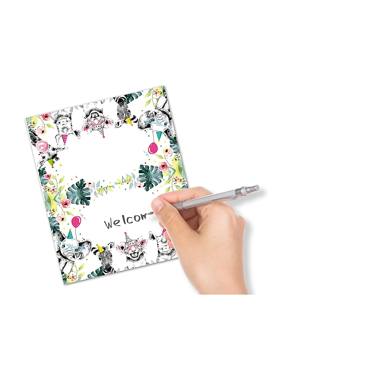 Table Place Card, Jungle Safari Animals Themed Tent Style Cards, Pack of 25 Half-Fold Reception Place Card, Wild Animal Food Labels, Perfect for Baby Shower, Birthday Party(C02)