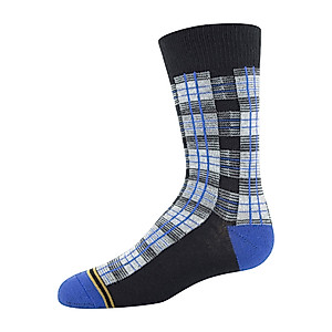 Gold Toe Boys Total Package Crew Socks, 6-Pairs, Black/Royal/Grey, Youth Large