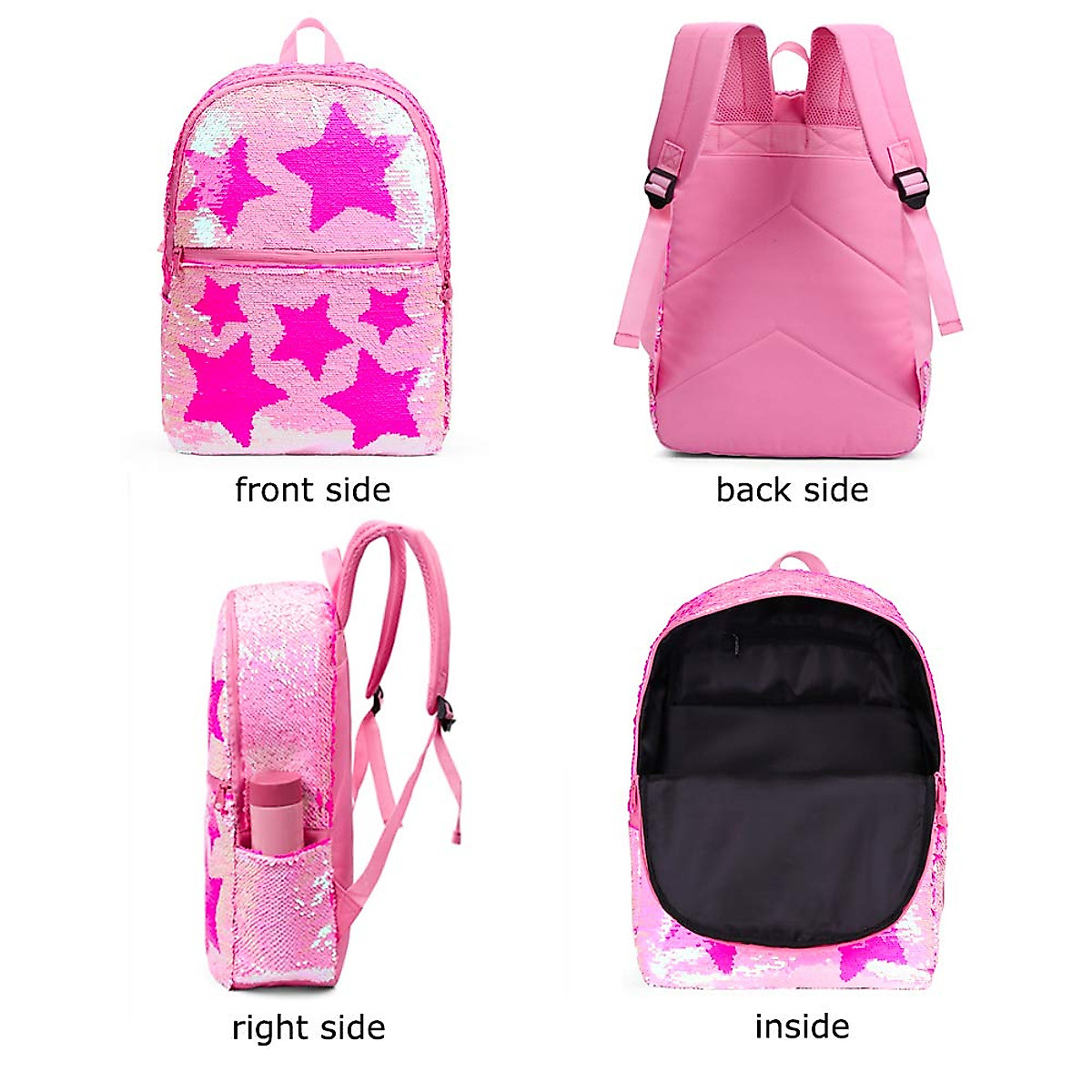 Le Vasty Sequin School Backpack for Girls Boys Kids Cute Kindergarten Elementary Book Bag Bookbag Glitter Sparkly Back Pack One_Size