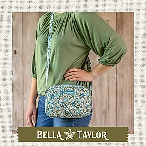 Bella Taylor Country Floral Feedsack Collection, Quilted Cotton Simple Crossbody Handbag for Women, Delicate Floral Blue