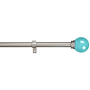 Amazon Basics Decorative 5/8" Curtain Rod with Round Finials, 48"-86", Turquoise Blue