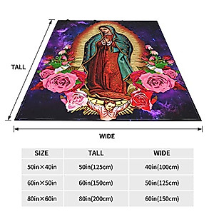 Our Lady of Guadalupe Virgin Mary Adult Kids Fleece Blanket Throw Blanket for Bedding Living Room Decor Sofa Blanket 60"X50"