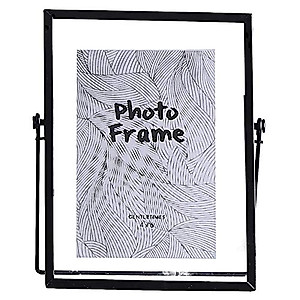 XIAOHONG 2 Pack 4x6 Metal Floating Glass Picture Frame with Metal Easel (Vertical), Simple Metal Geometric Picture Frame for Photos, Art, Tabletop Display (Black)