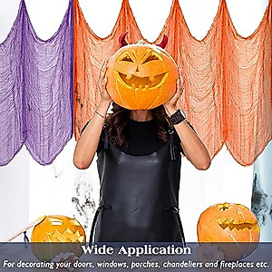 Halatool 12 Pack Halloween Creepy Cloth - 30 x 90 Inch Creepy and Spooky Halloween Decorations for Halloween Party Supplies Outdoor Yard Home Wall Decor（3 Black, 3 White, 3 Purple, 3 Orange）