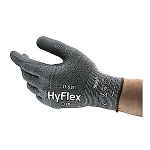 Ansell Healthcare 11531110 Series 11-531 HyFlex HPPE Glove, Palm Coated with a Spandex Polyester Knitwrist, 18 Gauge, Size 11 (Pack of 144)