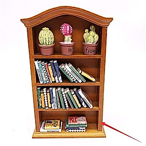 EatingBiting Adult scene 1:12 Handmade Dollhouse Miniature Furniture Wooden Bookcase Wood Shelf Cabinet Mini Wooden Pretend Play Four Floors Bookshelf Toy Dollhouse Furniture Accessory Doll House Deco