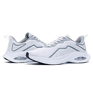 MAFEKE Mens Tennis Running Shoes Air Athletic Sneakers Lightweight Breathable Sport Jogging Gym Fitness Workout Outdoor Travel Footwear Comfortable Cushion Walking Shoes White Size 11