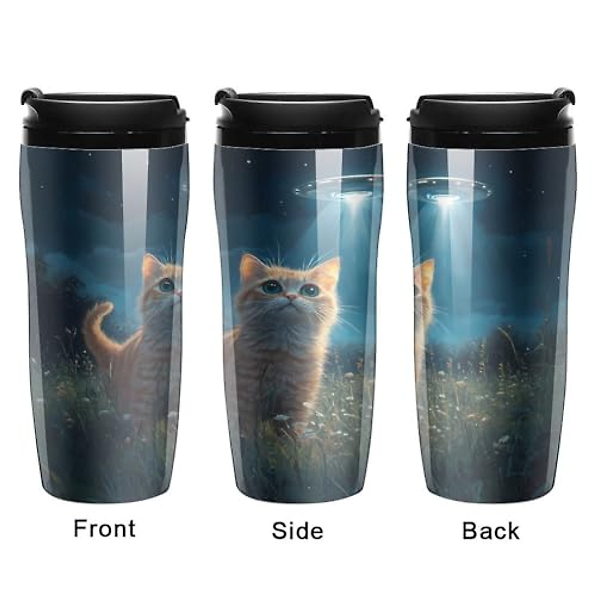 Funny Cat Travel Coffee Mug Reusable Coffee Cup Tumbler with Lid for Outdoor 350ml