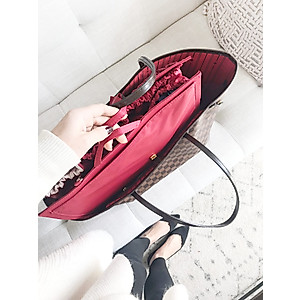 ToteSavvy – Original Tote Organizer (14x10x4”) – 11 Pockets for Changing Bag, Handbag, Backpack – Removable Insert – Stylish Divider Caddy for Essentials (Original, Luxe Red)