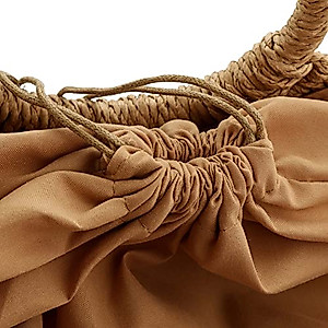 Summer Rattan Bag for Women Straw Hand-woven Top-handle Handbag Beach Sea Straw Rattan Tote Clutch Bags (Coyote brown)