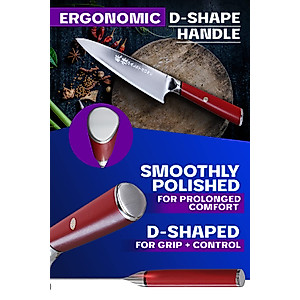 Dalstrong Chef Knife - 8 inch - Phantom Series - Japanese High-Carbon AUS8 Steel Kitchen Knife - Red G10 Handle - Cooking Knife - Kitchen Knife - w/Sheath