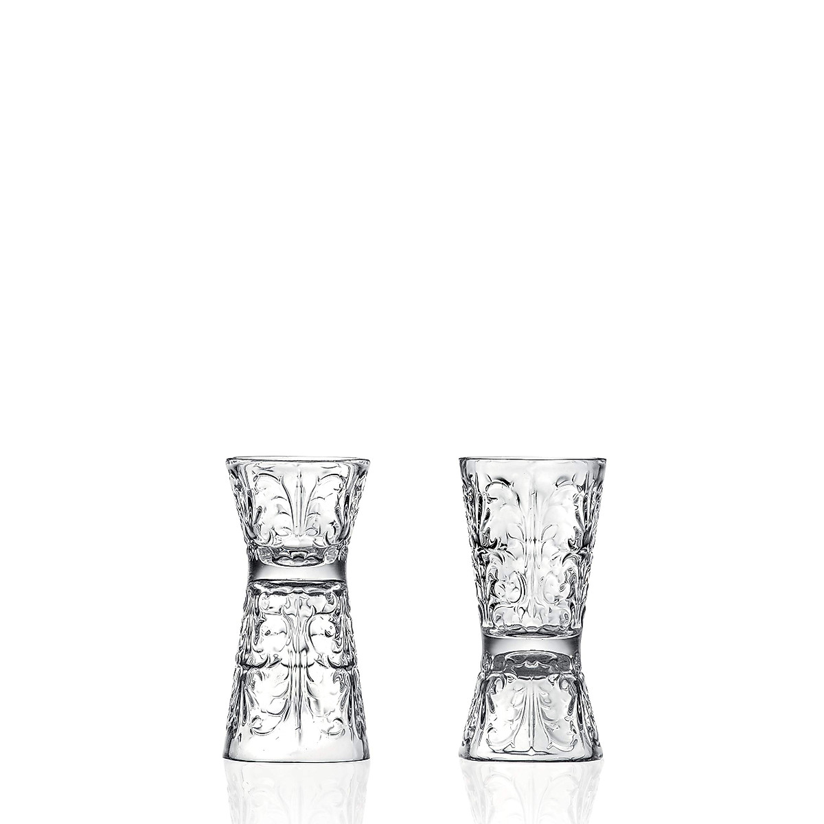 Glass - Reversible Shot Glass - Jigger Tumbler - Designed Tumblers - Use for Liquor - Vodka - Cocktail - Set of 6 Glasses - One side is 1 oz, Other Side is 2 oz. - Made in Europe - By Barski
