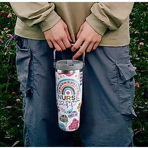 ZNYYZYBA Nurse Tumbler - 30oz Thermal Mug with Handle and Flip Straw for Nurses Week Gifts