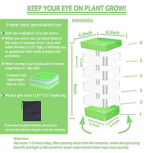 PHAIN 4-Tier Seed Sprouting Kit with Drain Holes and Drain Tray, Upgrade Stackable Microgreens Fresh Organic Bean Seed Sprouter Tray Ripple Soil-Free Sprouter Tray for Beans Alfalfa Seeds