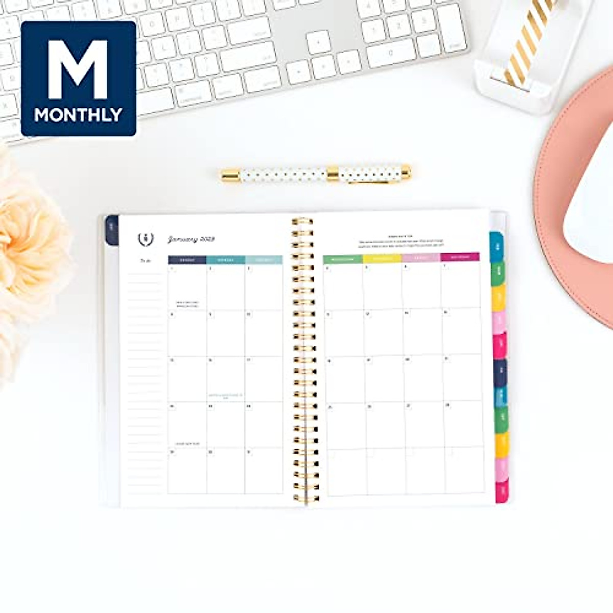 AT-A-GLANCE 2023 Weekly & Monthly Planner, Simplified by Emily Ley, 5-1/2" x 8-1/2", Small, Customizable, Monthly Tabs, Pocket, Carolina Dogwood (EL91-201)