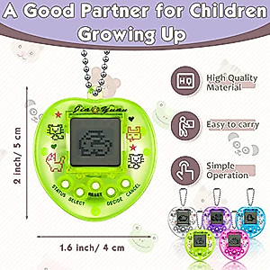 5 Pieces Virtual Pets Keychain for Kids Electronic Digital Pets Keychain 168 Pets Retro Handheld Game Machine for Halloween Christmas Random Color (Clear Heart Shape)
