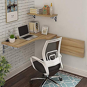 PIBM Stylish Simplicity Shelf Wall Mounted Floating Rack Shelves Foldable Stainless Steel Triangle Bracket Solid Wood Waterproof Smooth Bearing Strong,8 Sizes, a , 40x2.6x17cm