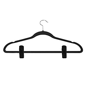 Velvet Hangers Pack of 20 – Premium Clip Hangers 20 Pack – Non-Slip and Practical Black Velvet Hanger Ideal for Pants, Baby Clothes, Skirts, Dresses – Multipurpose Clothing Hangers