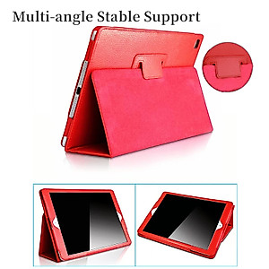 MEOORHE Sleek Comfortable Sleek Leather Tablet Case for Samsung Galaxy A7 Lite A8 A 10.5 A 10.1 Stable Stand Folio Design Edge Reinforced Protector Cover Bumper(Purple,A 10.1 2019 T510)