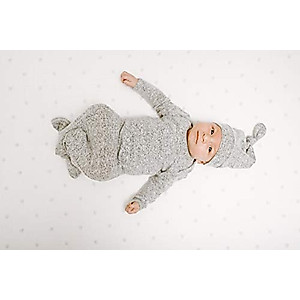 aden + anais Snuggle Knit Newborn Gift Set with Knotted Baby Gown, Swaddle Blanket, Infant Hat, and Bandana Bib, 0-3 Months, Heather Grey