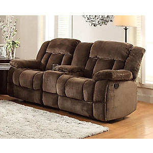 Homelegance Laurelton 79" Microfiber Double Glider Reclining Loveseat, Chocolate Brown
