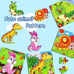 Puzzles for Kids Ages 3-5, 9 Pack Wooden Jigsaw Puzzles for Toddlers Ages 3-5 16 Pieces Preschool Educational Learning Toys Set Animals Puzzles for 3 4 5 Years Old Boys and Girls