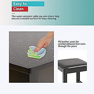 HGS 3 Pcs Dining Table Set Dining Table Furniture Set Counter Height Bar Dining Table and Chairs Set w2 Faux Leather Stools for Kitchen Living Room Small Spaces, Brown